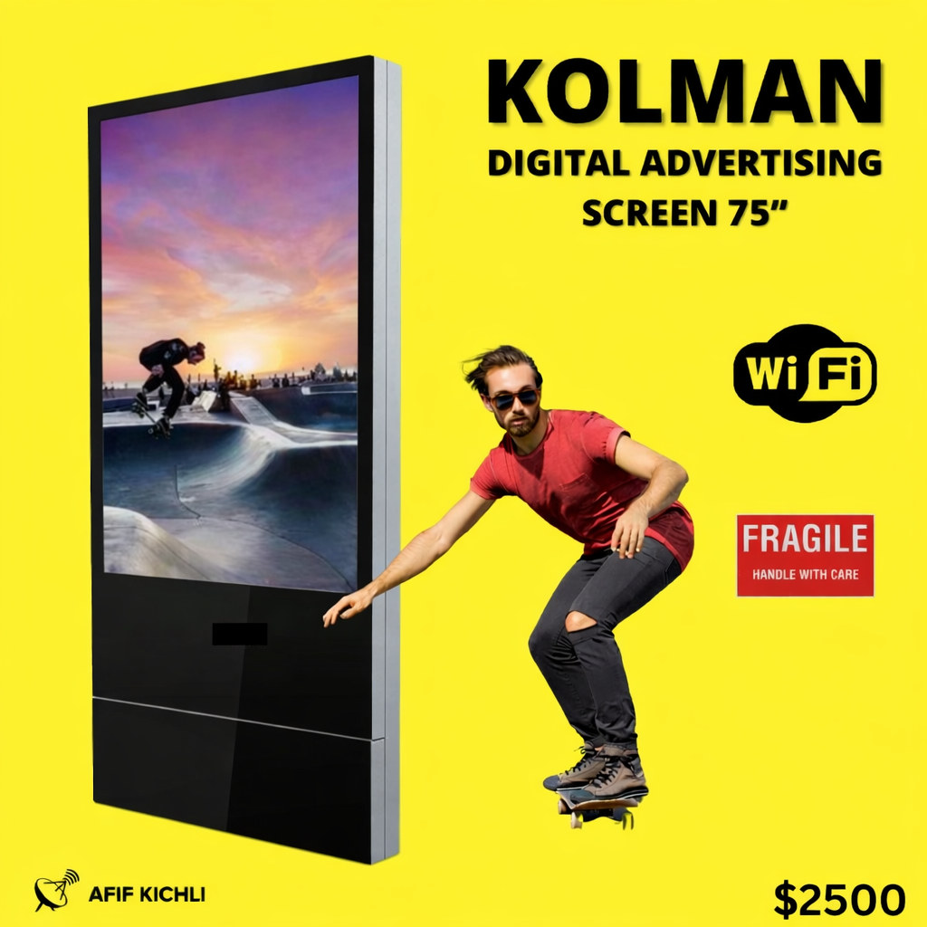 75” KOLMAN Standing Digital Display Screen Ethernet/WIFI, Built-in Spe ...