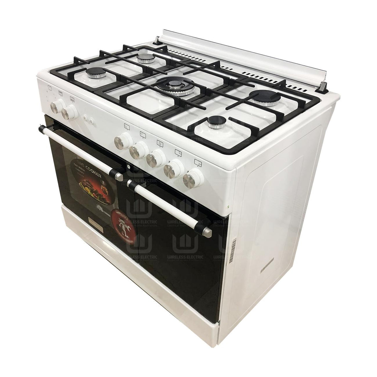 Generallux Gas Cooker – 5 Burners, 90 cm Oven, White – afifkichli